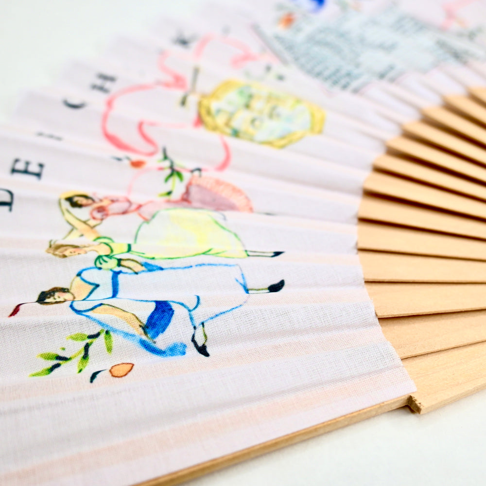 Regency Fabric and Wood Hand Fan - Jane Austen Gifts