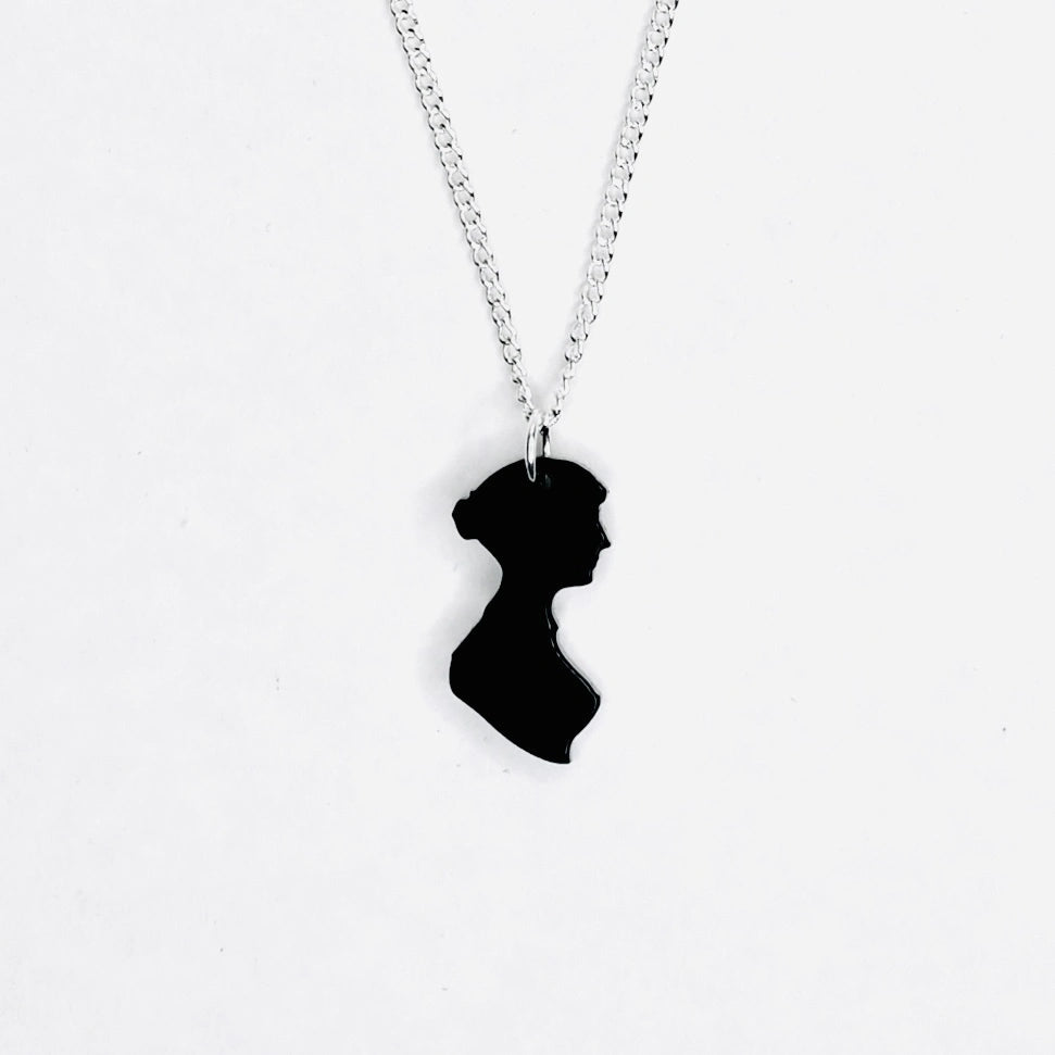 Jane Austen Silhouette Necklace in Silver - Jane Austen Gifts