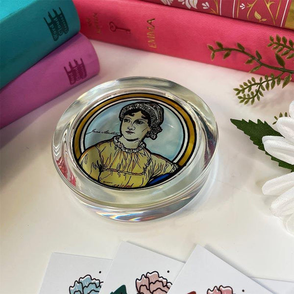 Jane Austen Ornament - Hand Painted 'Stained Glass' Paperweight - Jane ...